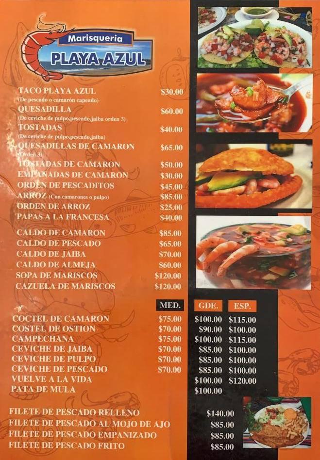 Carta del restaurante Marisqueria Playa Azul, Nezahualcóyotl, Av ...