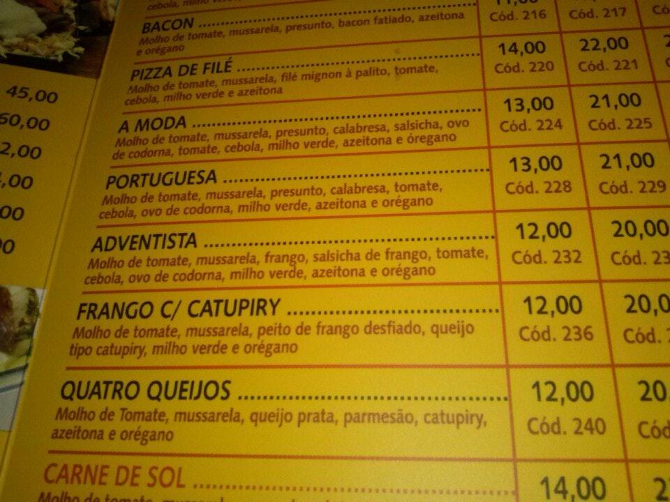 Menu at Picanhas grill restaurant, Açailândia