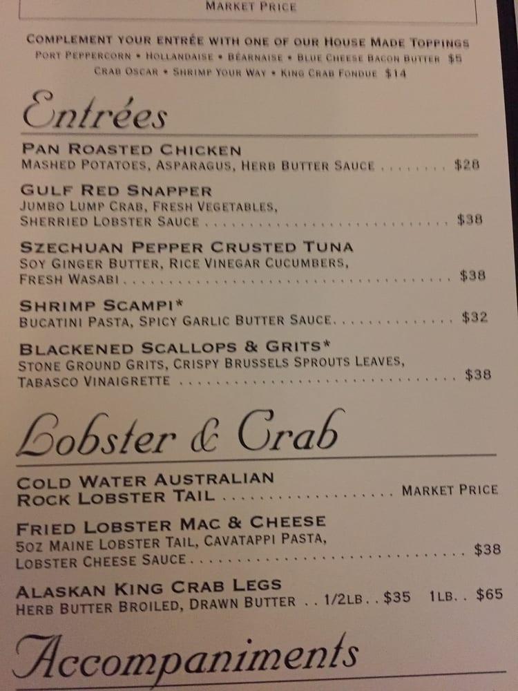 Menu at Vic & Anthony's Steakhouse, Lake Charles, Golden Nugget Blvd