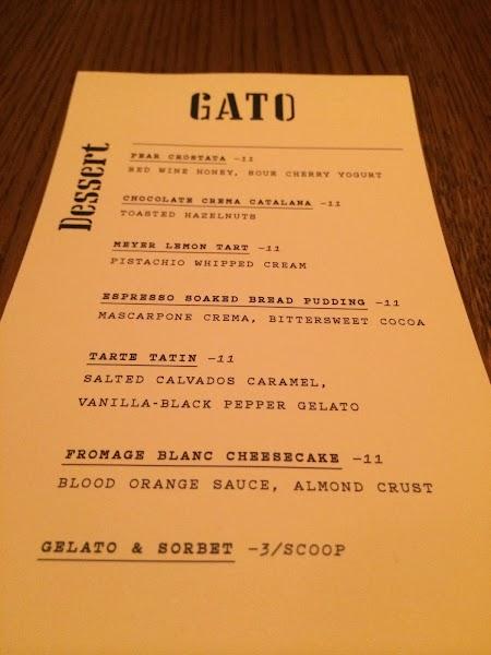 Menu at GATO pub & bar, New York City