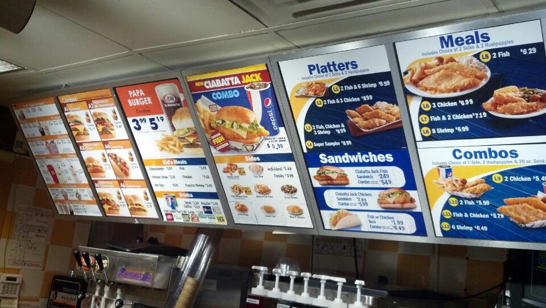 Menu at Long John Silver's A&W fast food, Richmond