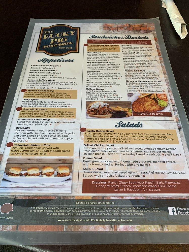 Menu at Lucky Pig Pub & Grill, Ogden