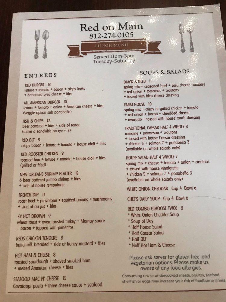 Menu at RED ON MAIN pub & bar, Madison