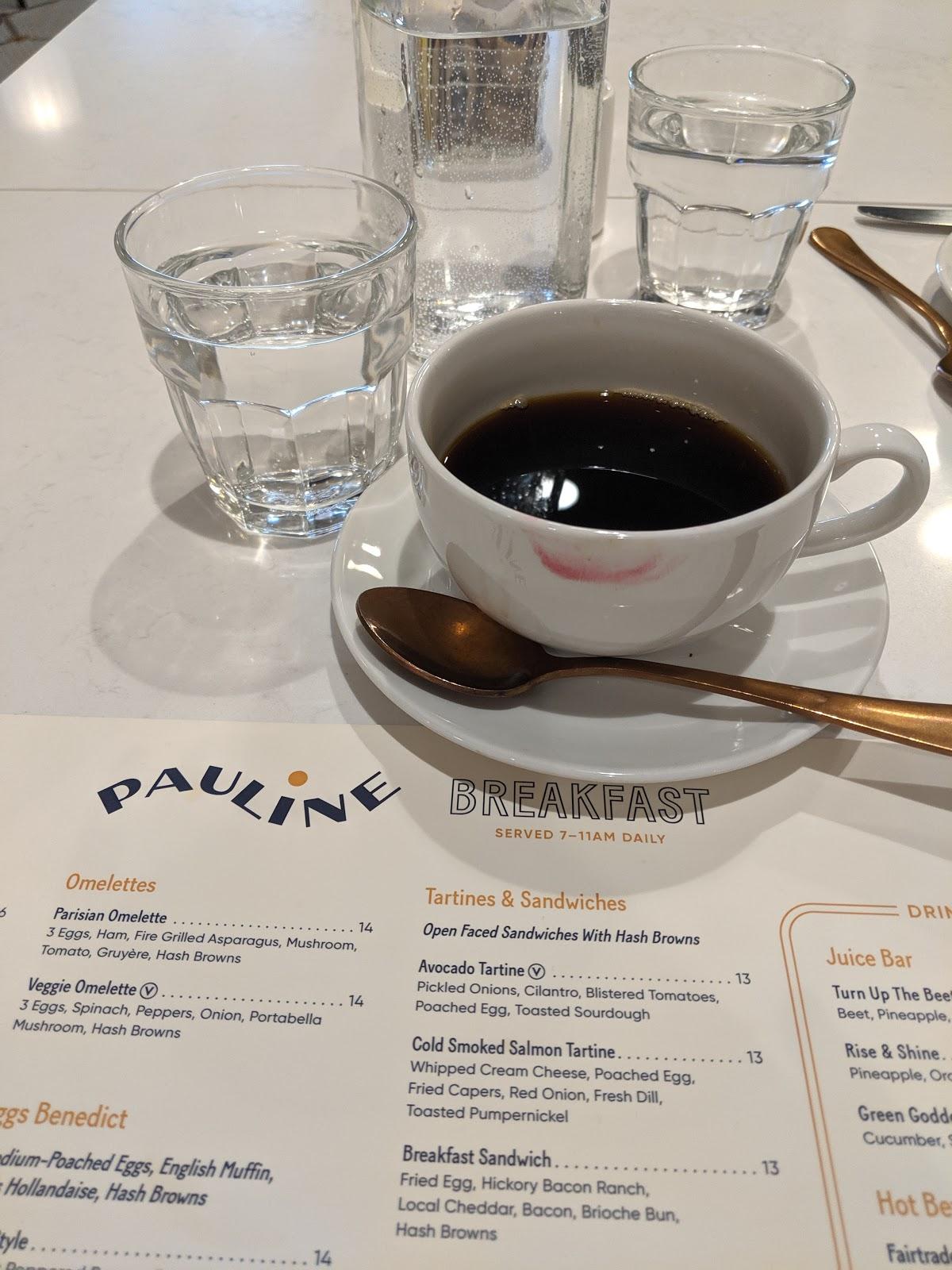 Menu at Pauline restaurant, Winnipeg