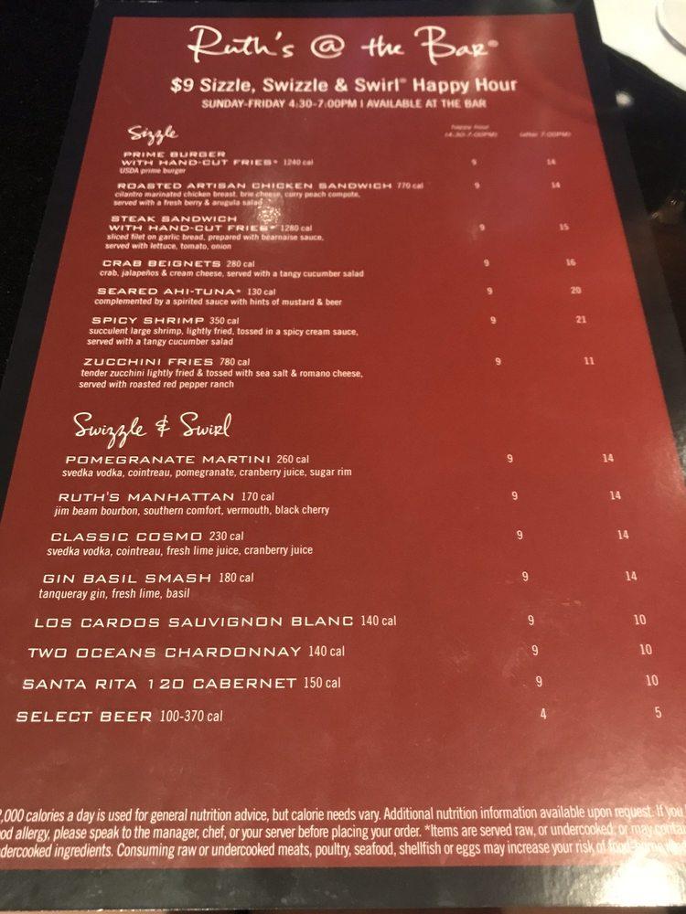 Menu at Ruth's Chris Steak House pub & bar, Fairfax