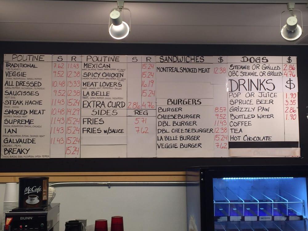 Menu at 514 Poutine restaurant, Canmore