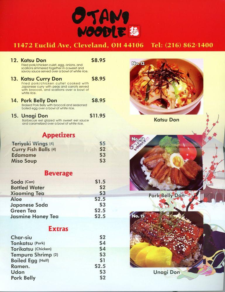 Menu at Otani Noodle - Uptown restaurant, Cleveland, Euclid Ave