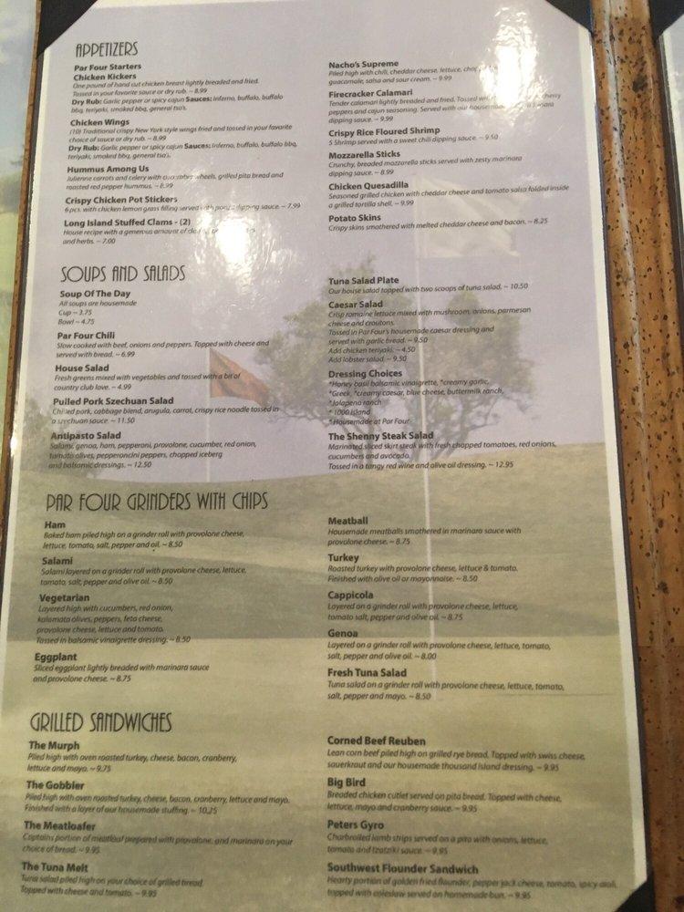 Menu at Par Four Restaurant, Groton