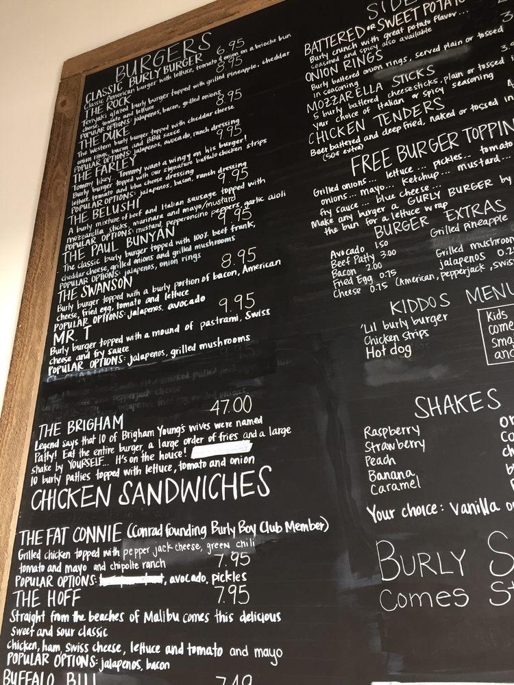 Menu at Burly Burger restaurant, South Weber, E South Weber Dr Suite 4