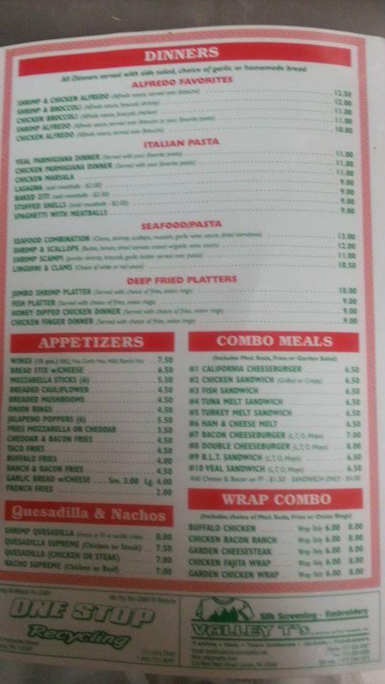 Menu at Ciao's Pizza pizzeria, Lykens