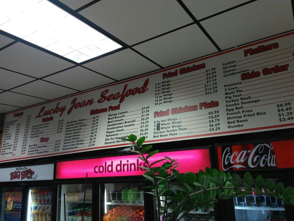 Menu at Lucky Jean Seafood restaurant, New Orleans, Chef Menteur Hwy