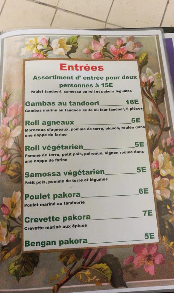 Menu at Restaurant Indien Cherbourg, Cherbourg
