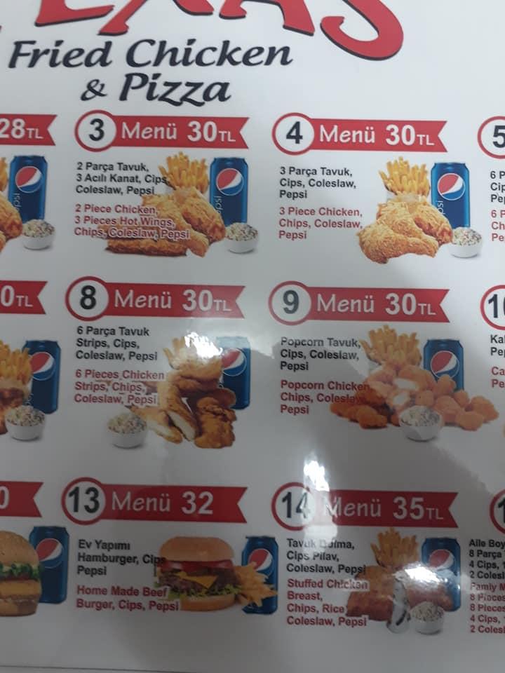 Menu at Texas Fried Chicken & Pizza, Lapta