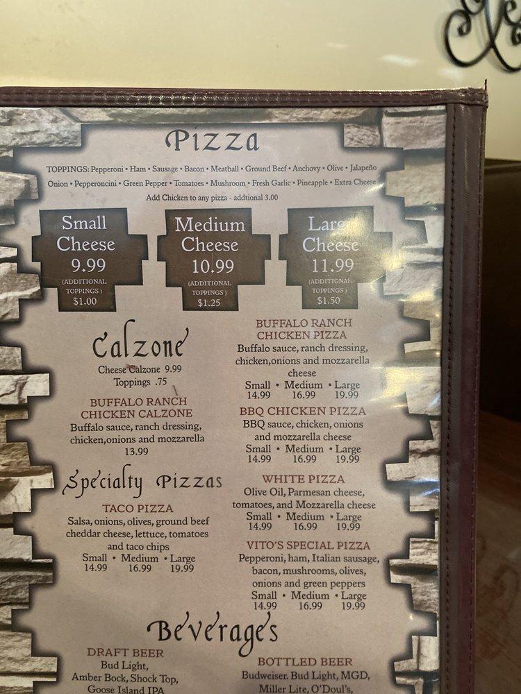 Menu at Vito's Pizza pizzeria, Bullhead City, AZ-95