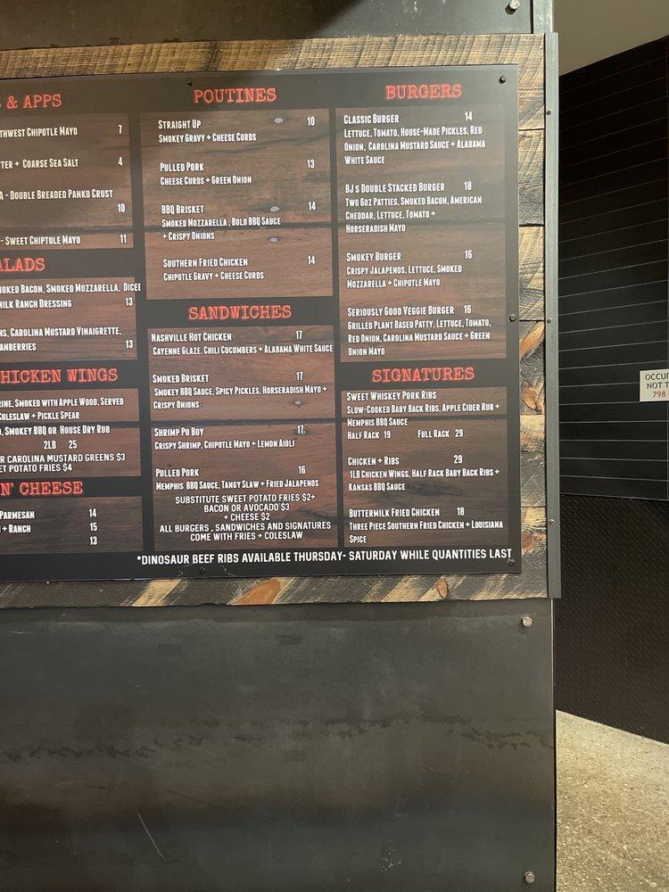 Menu at Blackjack BBQ, Mississauga
