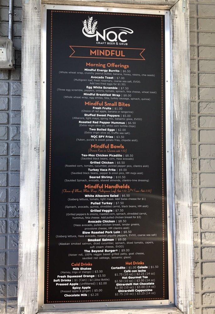 Menu at NQC Miami (DRIVE THRU) pub & bar, Miami Lakes