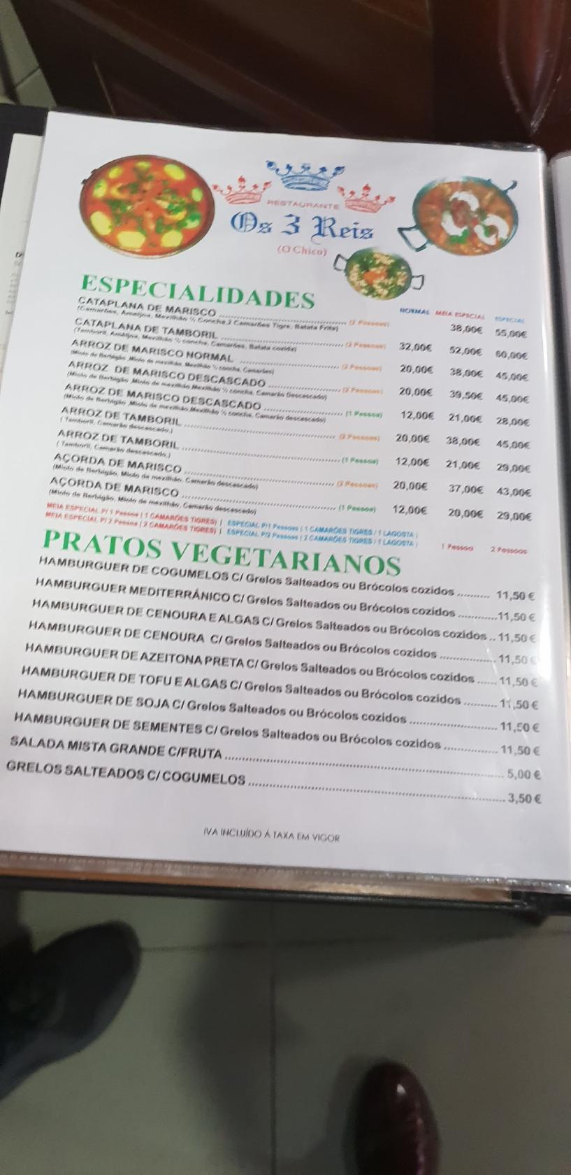 Menu em O Chico os 3 Reis restaurante, Charneca de Caparica