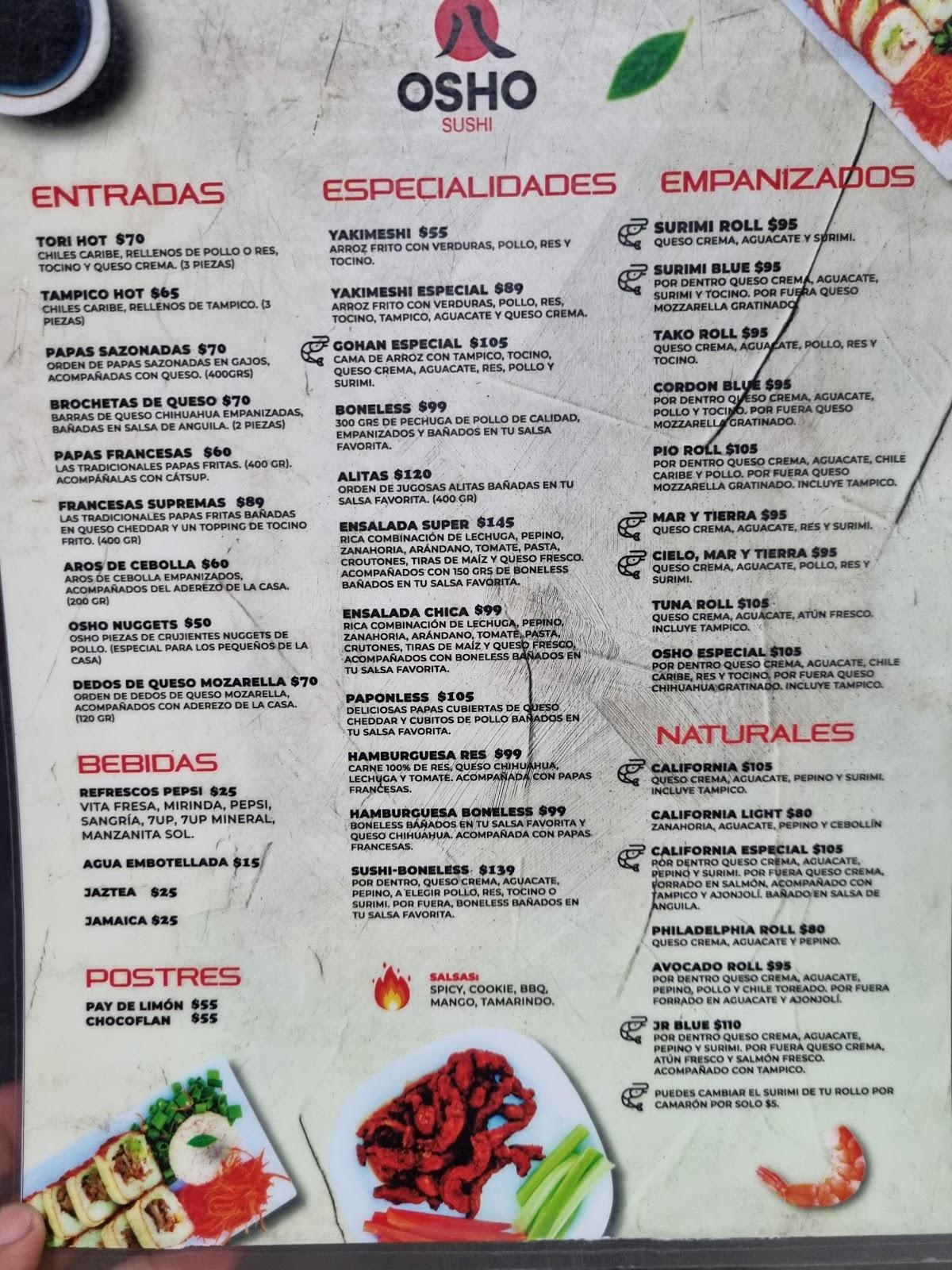 Menu at Osho Sushi Altares restaurant, Hermosillo