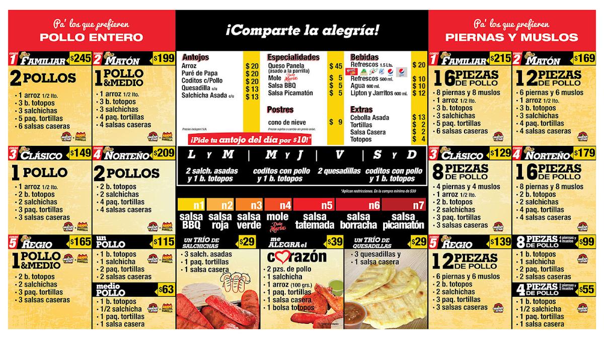 Menu at Pollo Maton Céntrika restaurant, Monterrey
