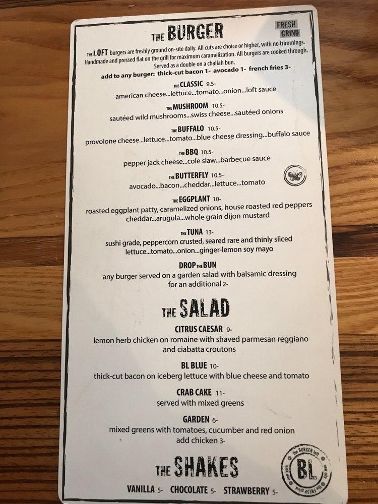 Carta del pub y bar The BURGER Loft, New City