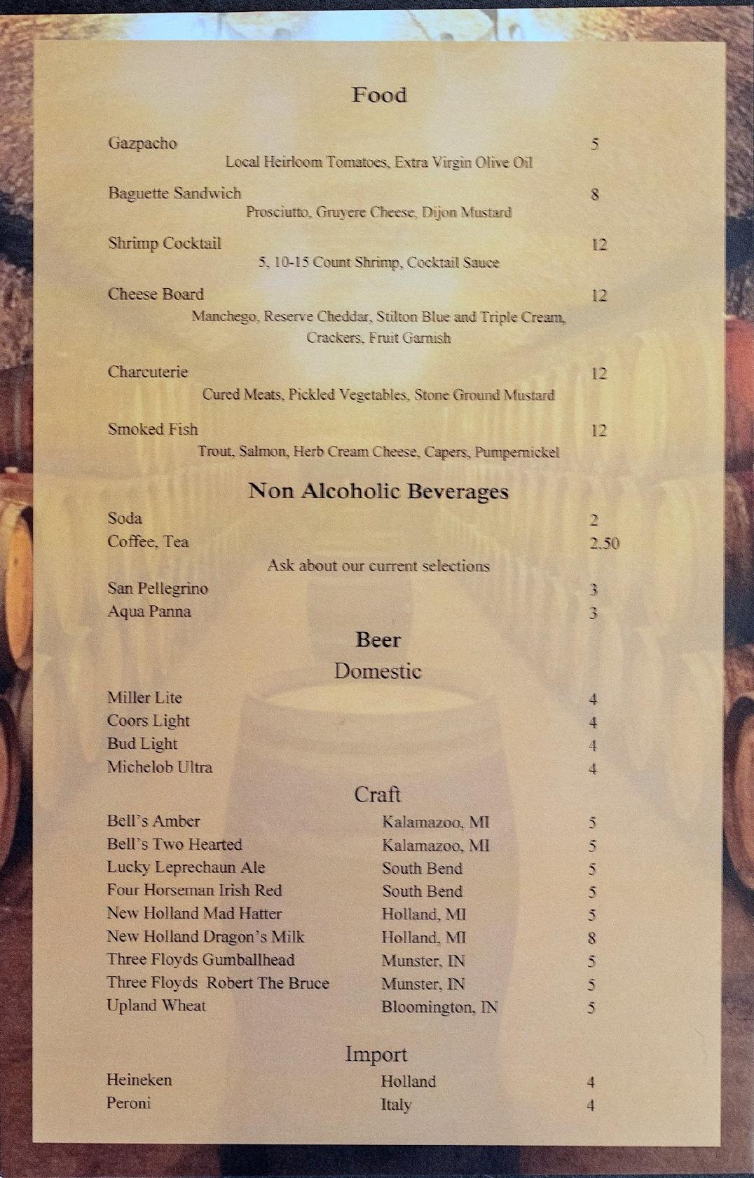 Menu at The Exchange pub & bar, South Bend