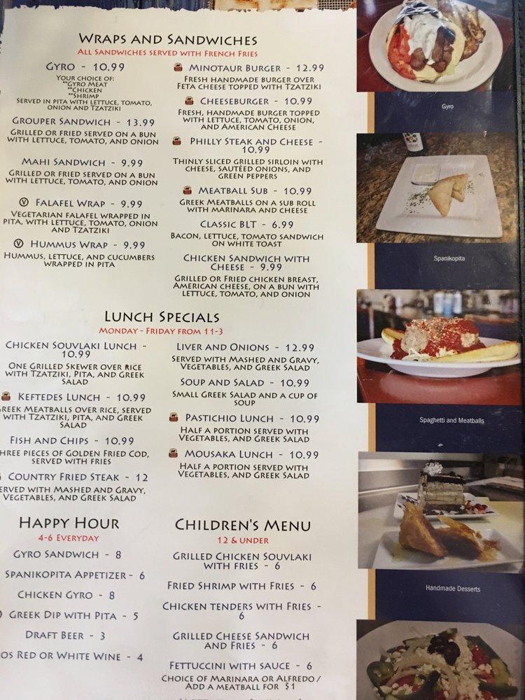 Menu at Aegean Greek Restaurant, Miramar Beach