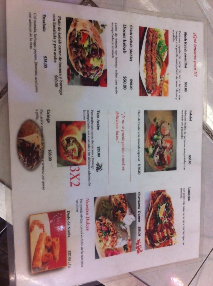Menu at Al Baba, Mexico City, Insurgentes Sur 216 Col. Roma