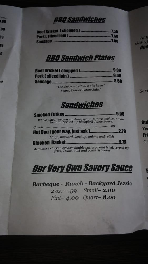Menu at Backyard Barbeque Co, Magnolia