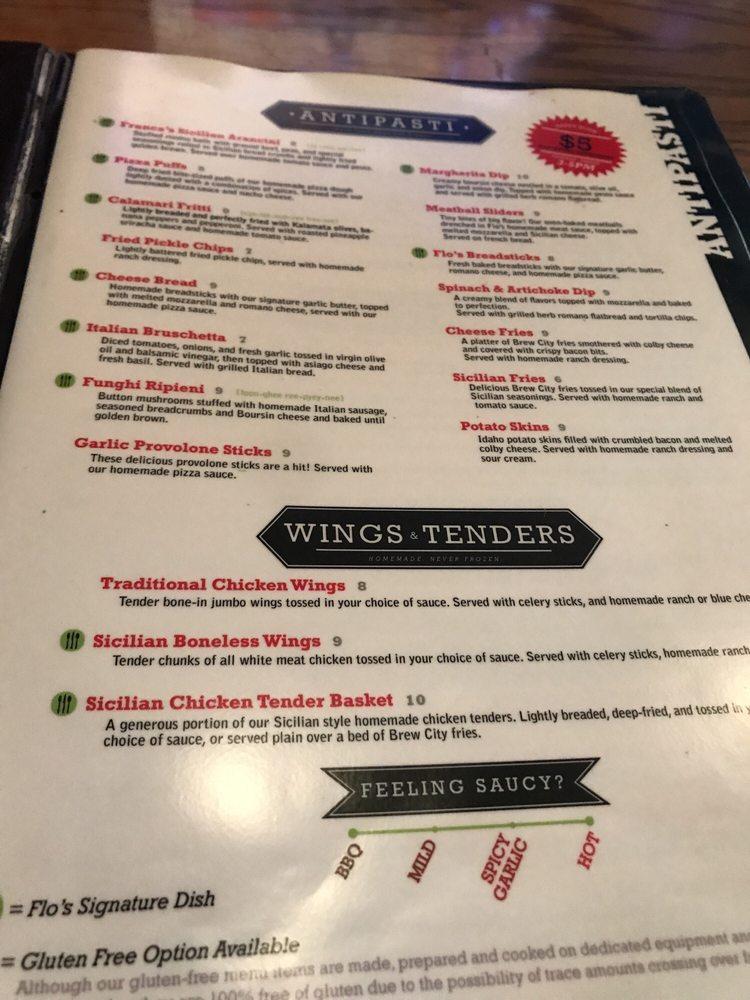 Menu at Flo's Pizzeria Ristorante & Sports Bar, Greenville