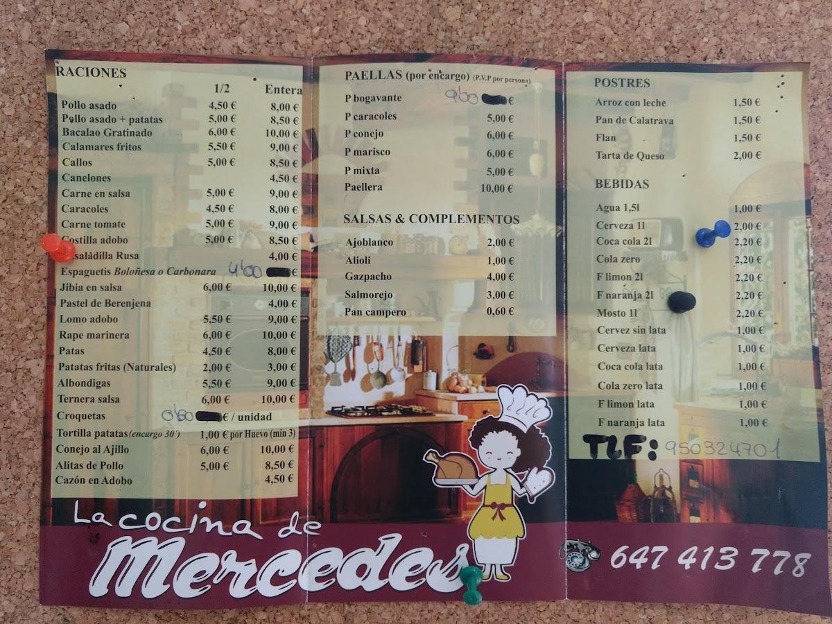 Carta del restaurante La Cocina del Mercedes, Roquetas del Mar
