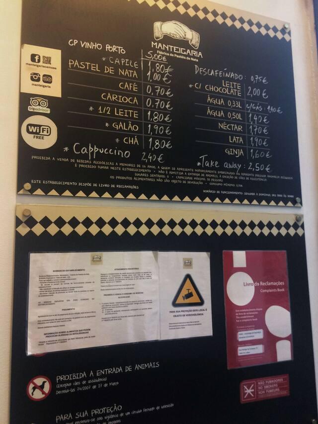 Menu at Manteigaria - Fabrica de Pasteis de Nata - Chiado restaurant ...