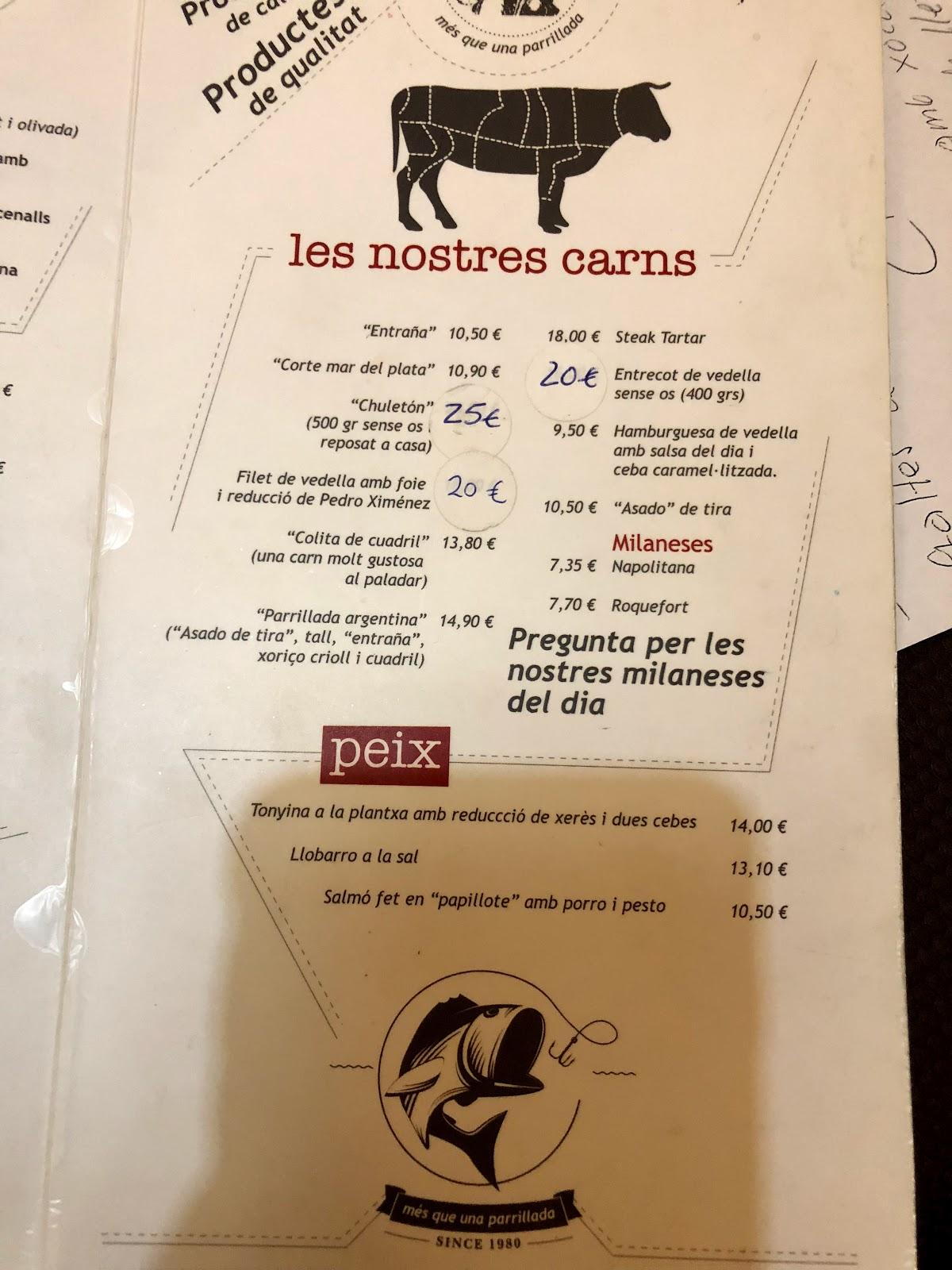 Carta de Restaurant Posta 36, Granollers