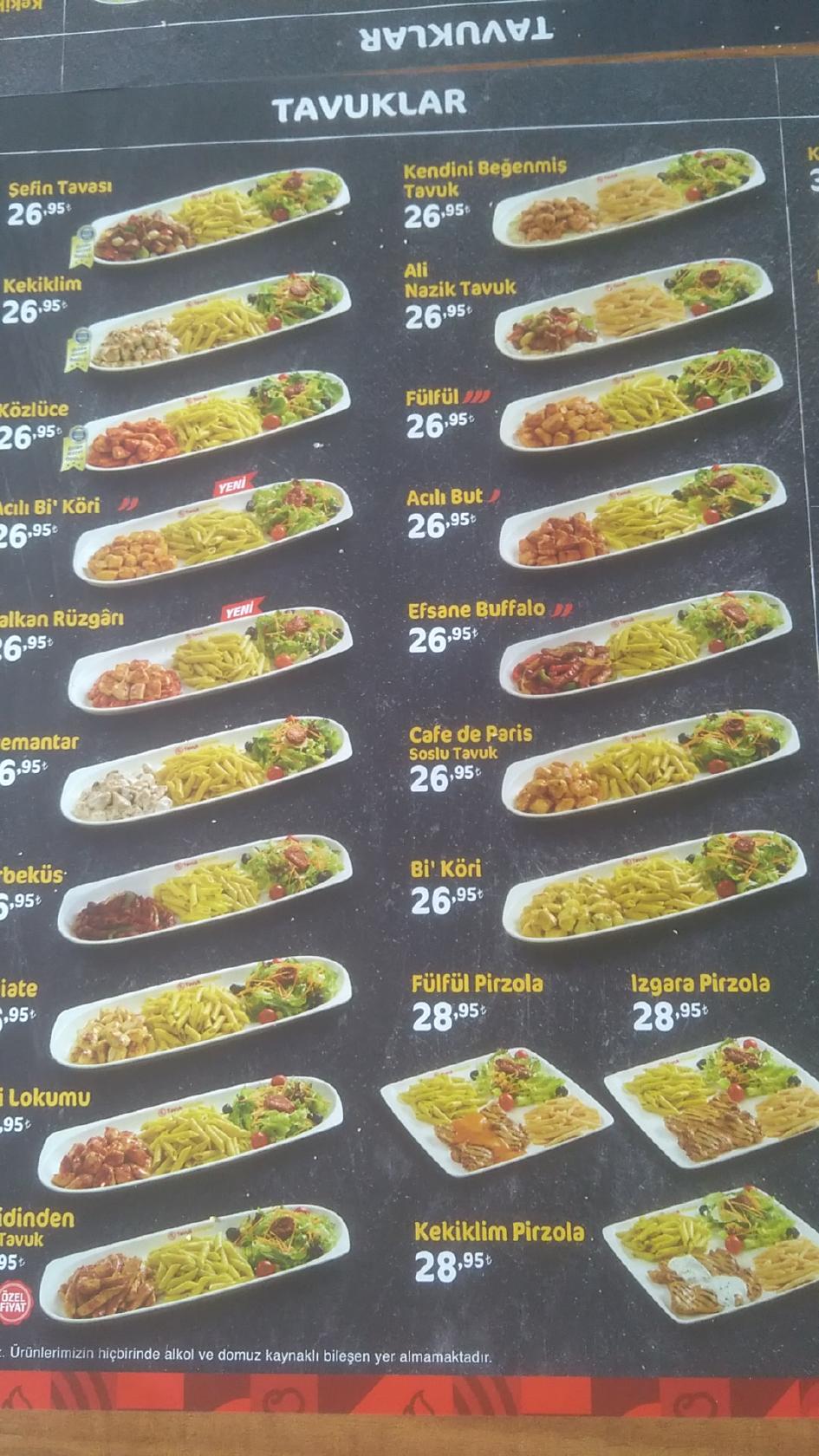 Menu at Tavuk Dünyası İzmir Girne Bulvarı, Izmir, Girne Blv No:177/A