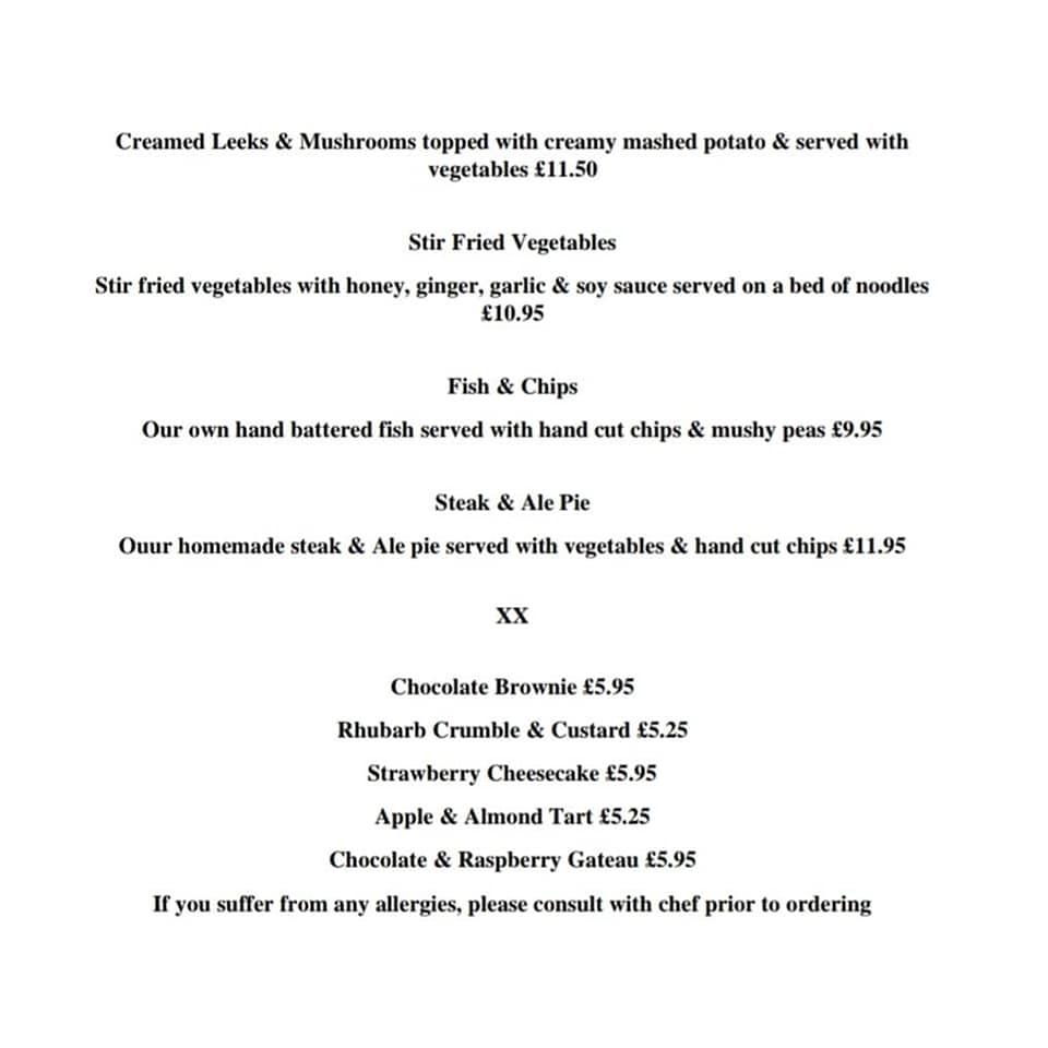 Menu at The Old Star pub & bar, England