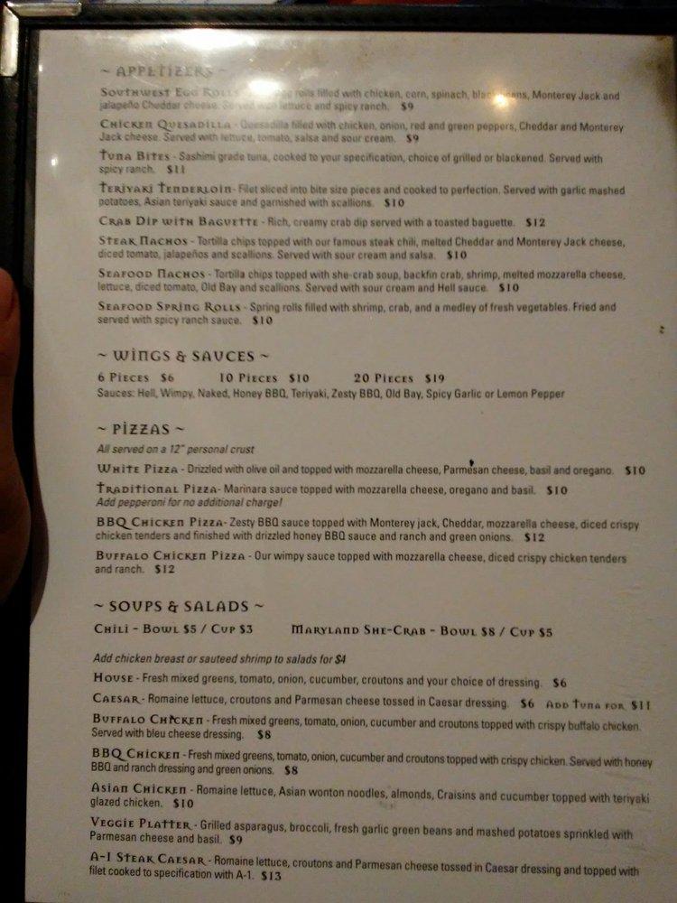 Menu at Hell's Kitchen restaurant, Norfolk