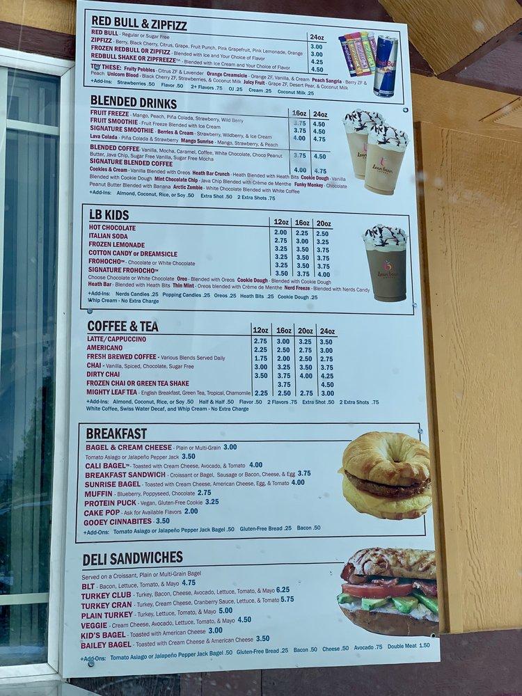 Menu at Lean Bean, Coeur d'Alene, Sherman Ave