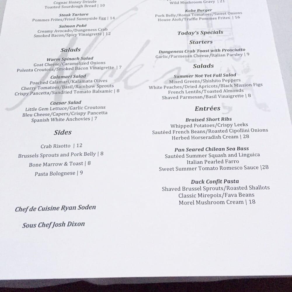 Menu at Nick's Next Door restaurant, Los Gatos