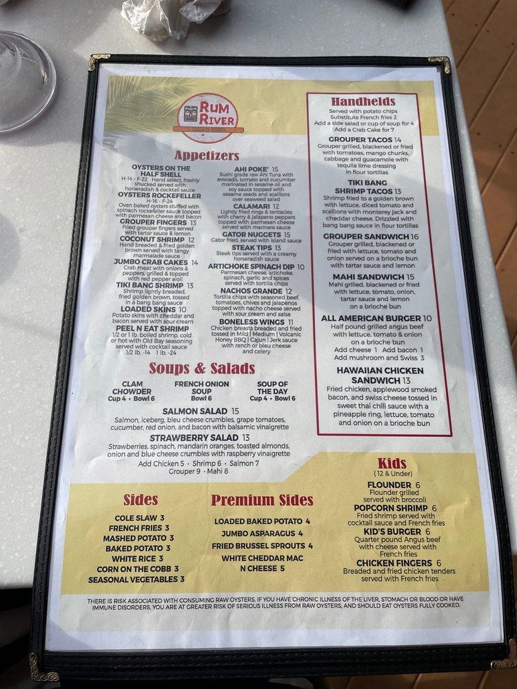 Menu at Rum River Bar & Grille, Port Richey