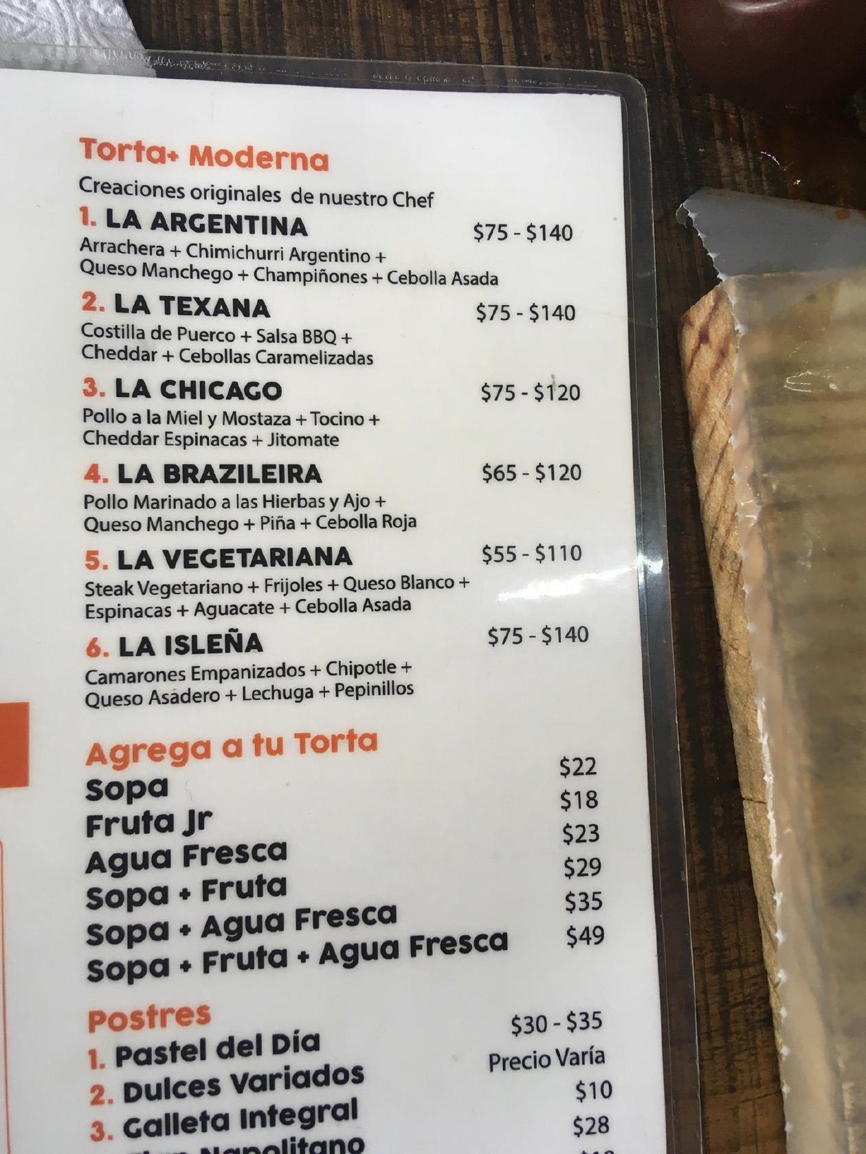 Menu at Torta + restaurant, Irapuato, Blvrd Díaz Ordaz 1260A