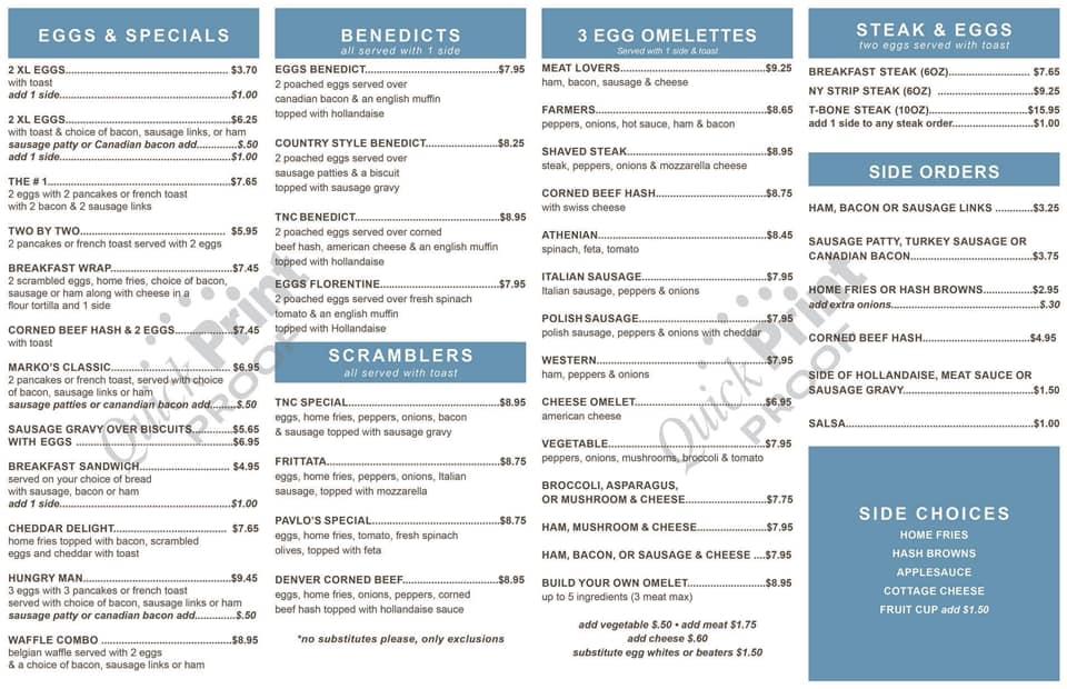 Menu at Town & Country Restaurant, Batavia