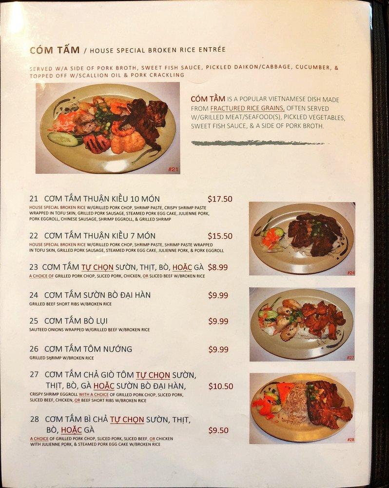 Menu at Com Tam Thuan Kieu restaurant, Mesa