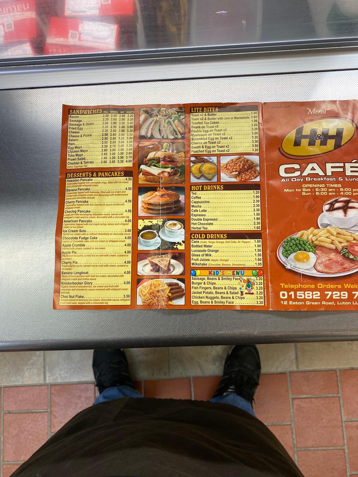 Menu at H & H Café fast food, Luton