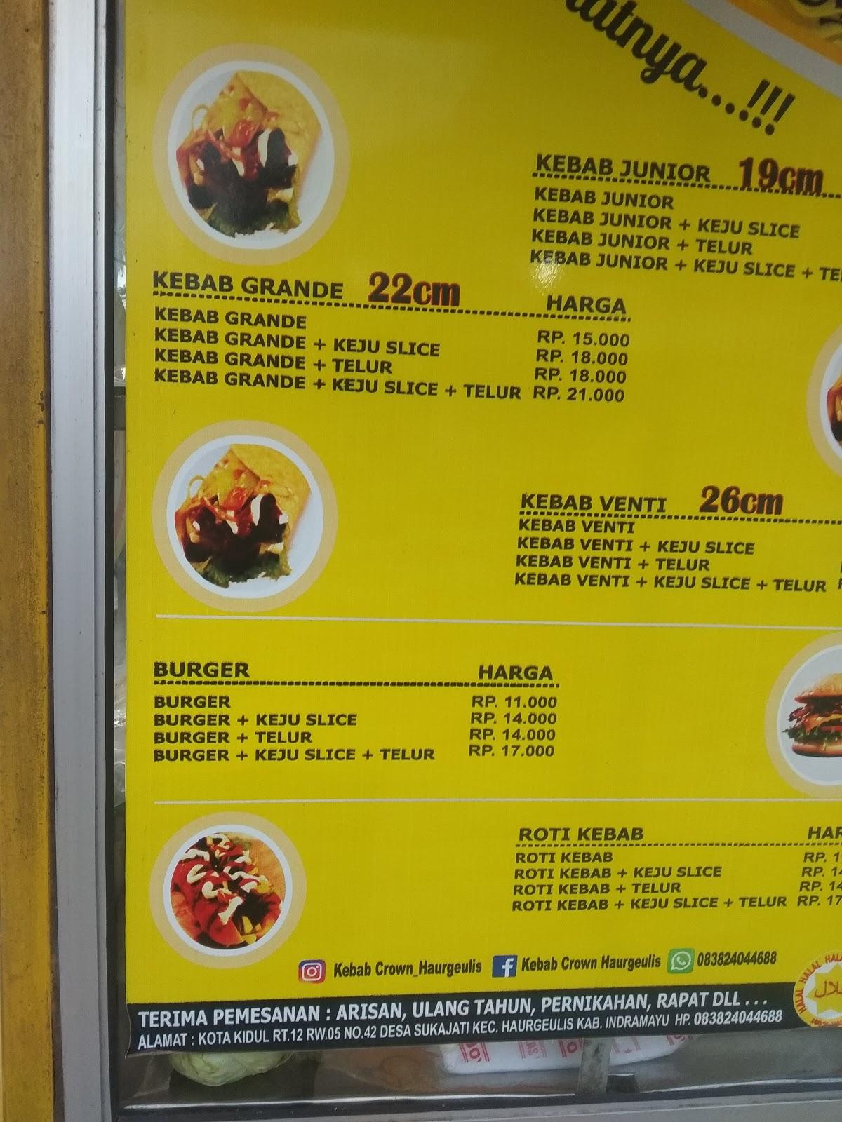 Menu at Kebab Crown haurgeulis, Haurgeulis