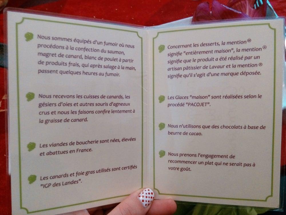 Menu au La Gourmandine restaurant, Lavaur