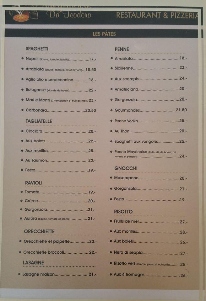 Menu at La Meyrinoise, Meyrin