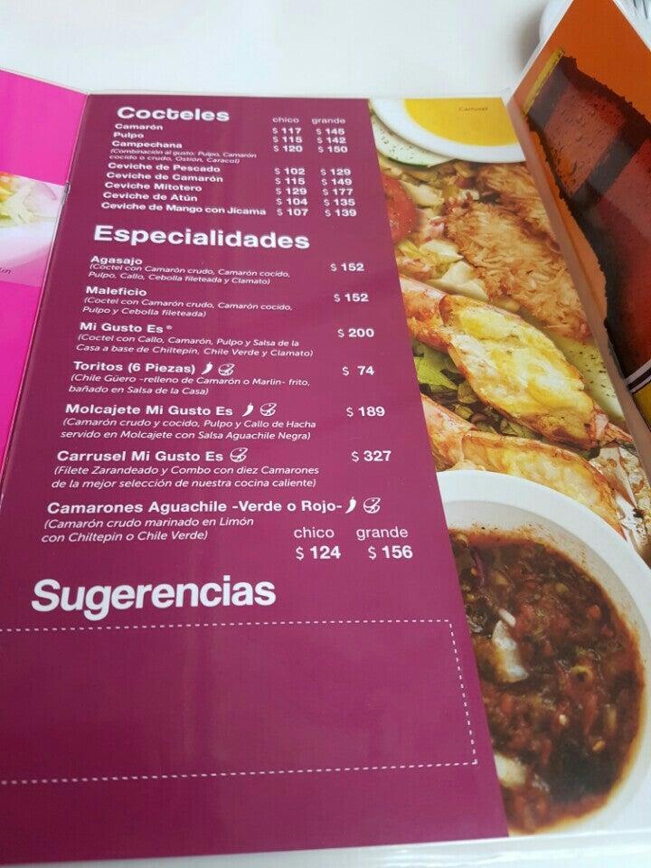 Carta del restaurante Mi Gusto Es, Metepec, C. Leona Vicario 401