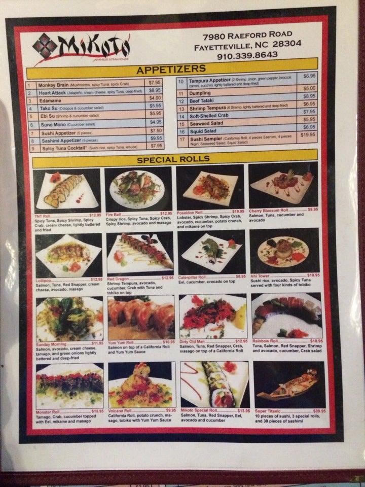Carta del restaurante Mikoto's Express Raeford Rd, Fayetteville
