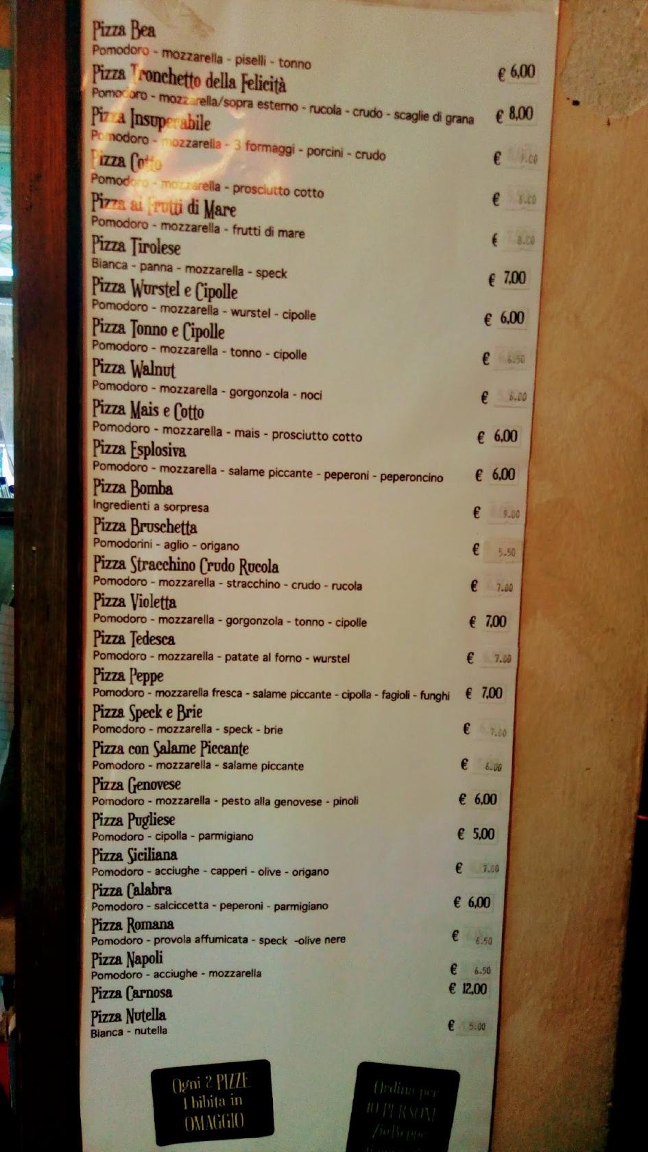Menu at Pizzeria Da Asporto Da Zio Beppe Cossato, Cossato