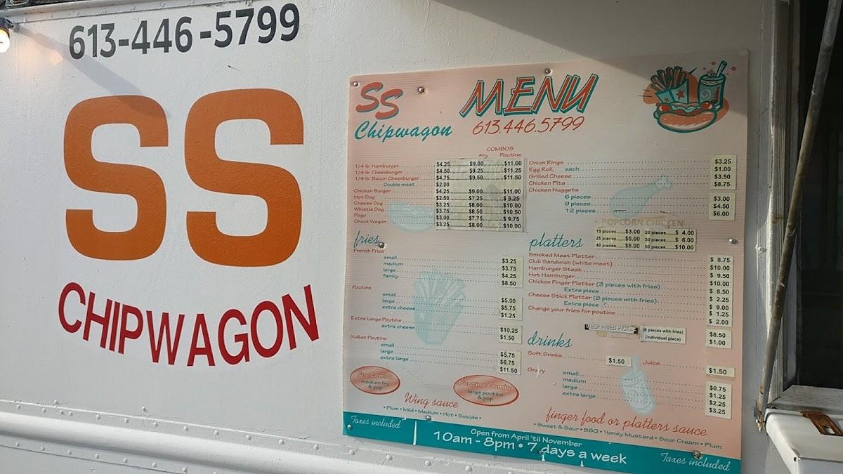 Menu at SS Chip Wagon restaurant, Clarence-Rockland