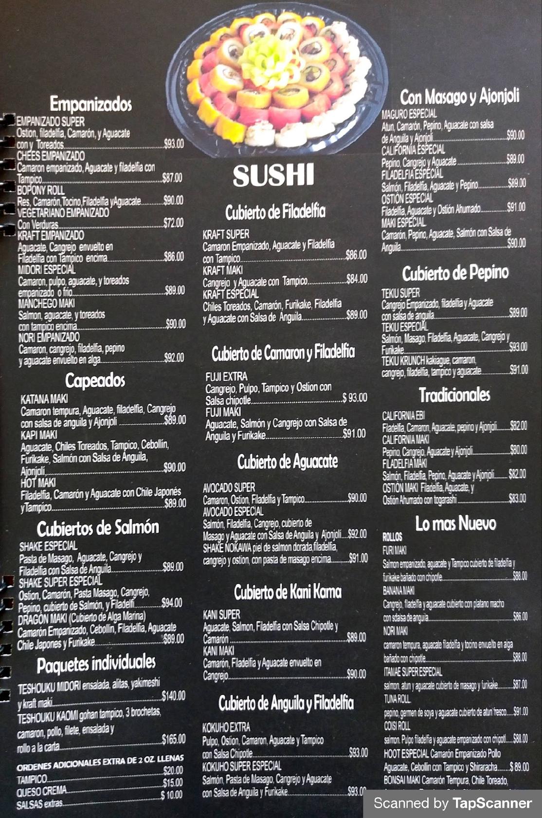 Carta de Sushi Maki (Sucursal Cafetales), Chihuahua